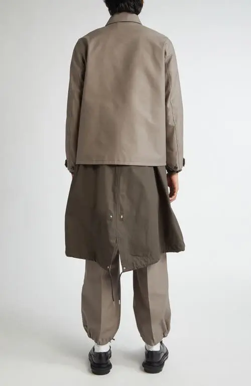 Sacai X Wtaps® Layered Mixed Media Coat - Taupe/ Dark Khaki